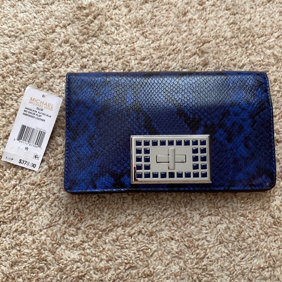 MICHAEL Michael Kors | Bags | Michael Kors Blue Snakeskin Ellie | Poshmark